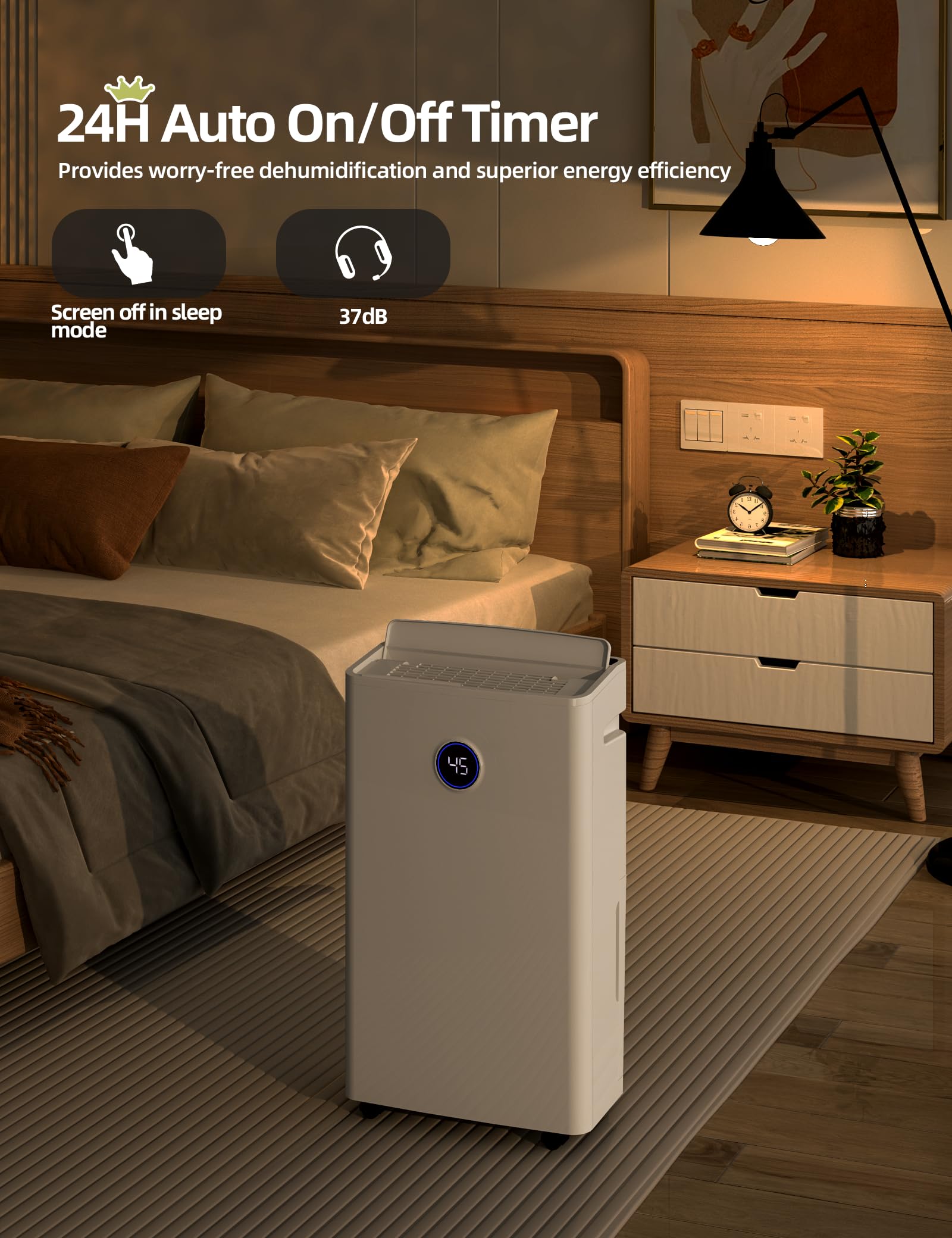 4500 Sq. Ft Dehumidifier for Basement, 50 Pints Large Dehumidifiers for Home with drain hose and 5L Water Tank, Powerful Moisture Removal for Whole House, Large Room, and Intelligent Humidity Control