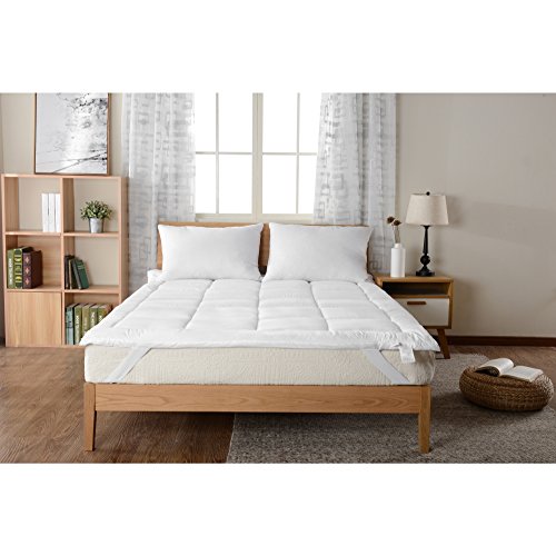 Cheer Collection Down Alternative Hypoallergenic Mattress Topper with Elastic Anchor Bands - Queen Size (60" x 80")