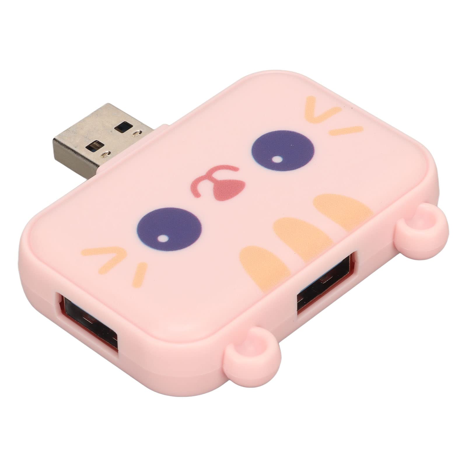 3 in 1 Cute USB Hub, USB A to USB3.0 and USB2.0X 2 Adapter, 5Gbps Multiport USB Docking Station, USB Data Splitter, for Laptop and PC, Girls Student Gift (White)
