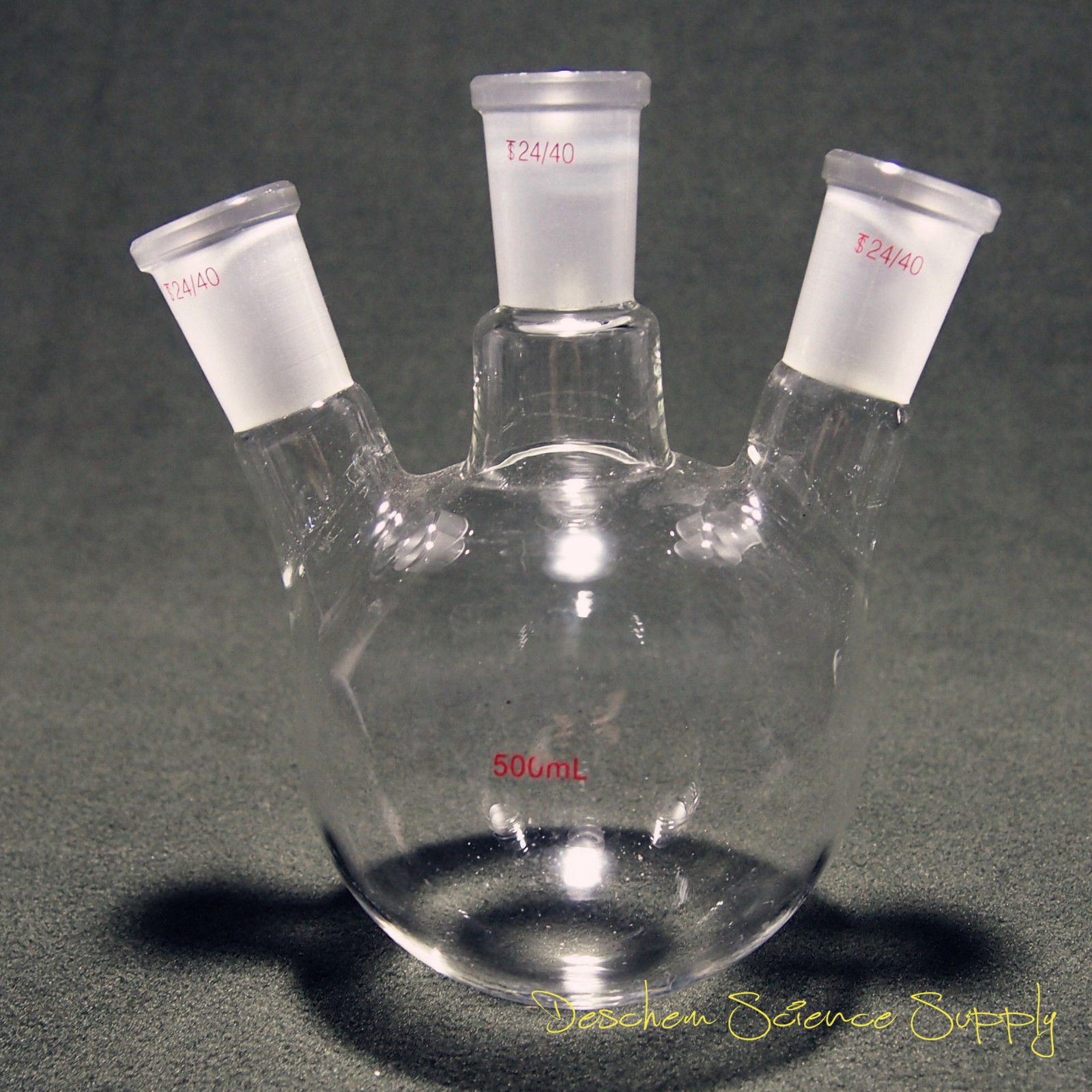 Deschem 500ml,3-Neck,24/40,Round Bottom Glass Flask,Three Necks Lab Bottle