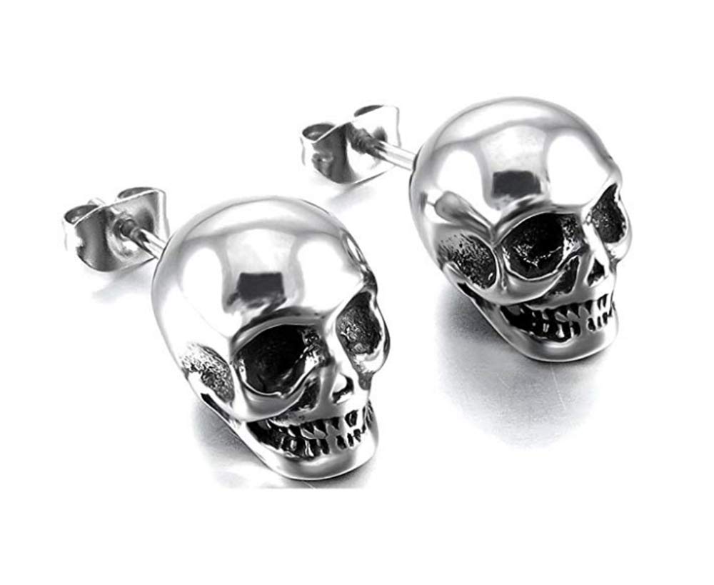 3 Pairs Gothic Skull Earring Studs for Men Women,Hypoallergenic,for Hallloween Party Cosplay