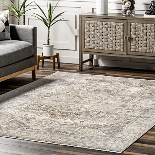 nuLOOM Harriet Vintage Medallion Fringe Accent Rug, 2' x 3', Silver