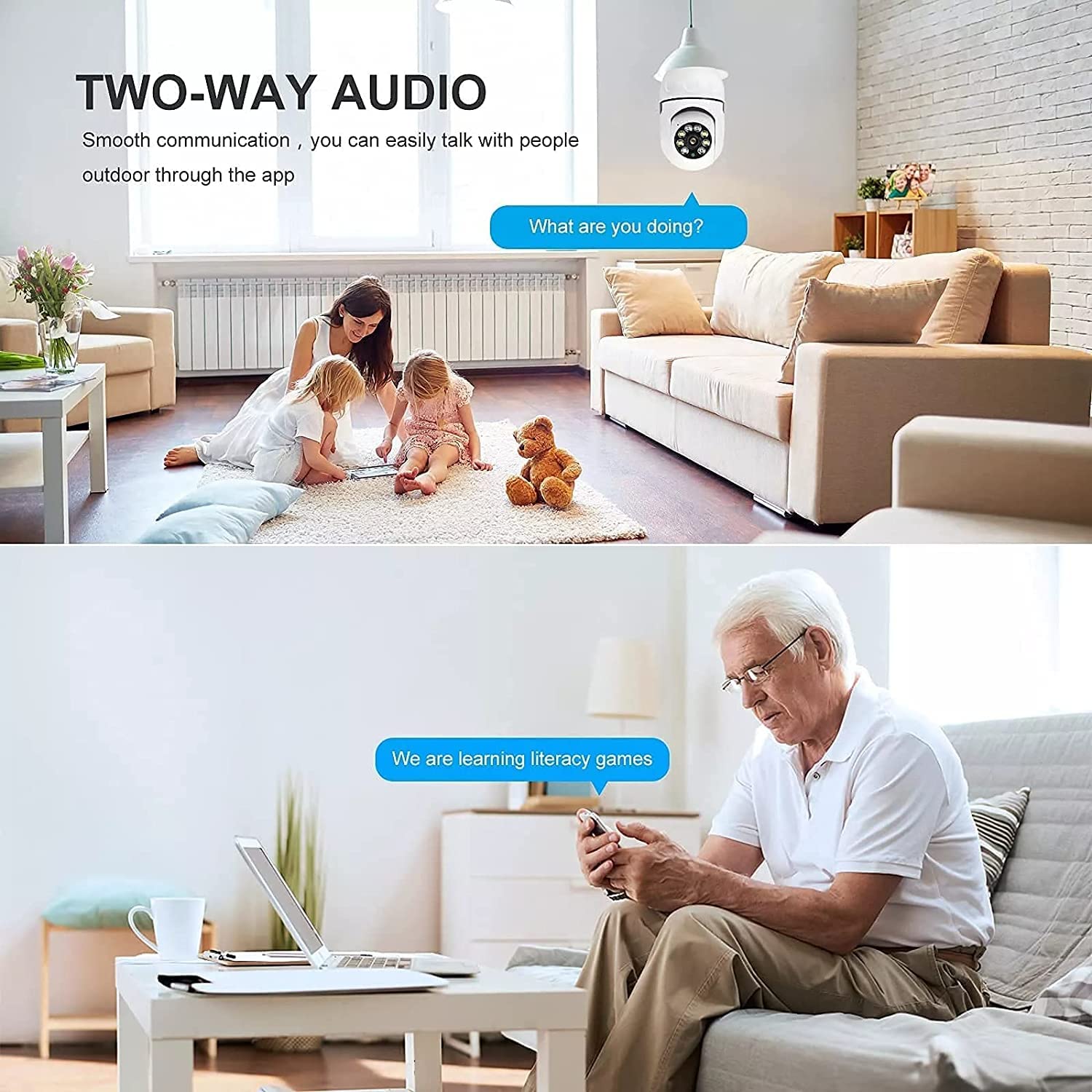 3pcs 1080P Light Bulb Security Cameras Wireless Outdoor, 2.4G WiFi Light Socket Security Cameras, Light Bulb Camera WiFi Outdoor with Color Night Vision, Auto Motion Tracking, 2-Way Talk, SD/Cloud