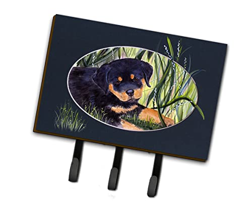 Caroline's Treasures SS8053TH68 Rottweiler Leash or Key Holder, Wall Hooks, Key Hooks Holder, Coat Rack Wall Mount, Coat Hooks, Hooks for Hanging Keys, Towels, Aprons, Leashes,