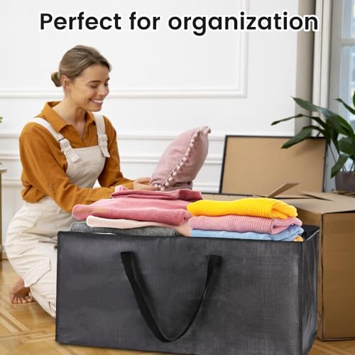 6 Pack grey Extra Large Moving Bags with Zippers & Carrying Handles, Heavy-Duty Storage Tote for Space Saving Moving Storage