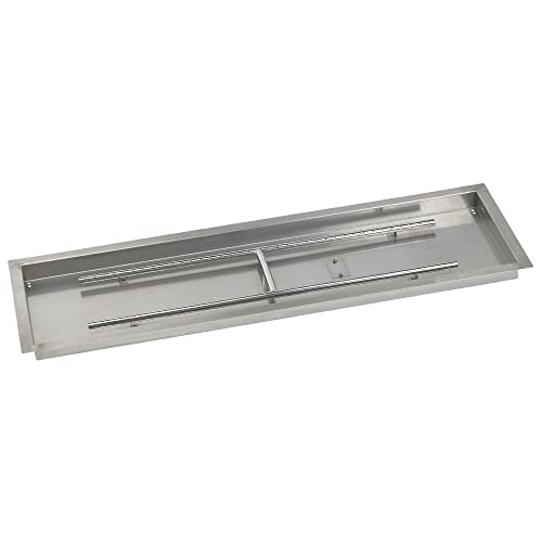 American Fireglass Stainless Steel Drop-in Rectangular Fire Pit Pan and Burner –Durable, Easy Install and Removal, Even Burn – Must Have for Fire Glass Display, 48” x 14”