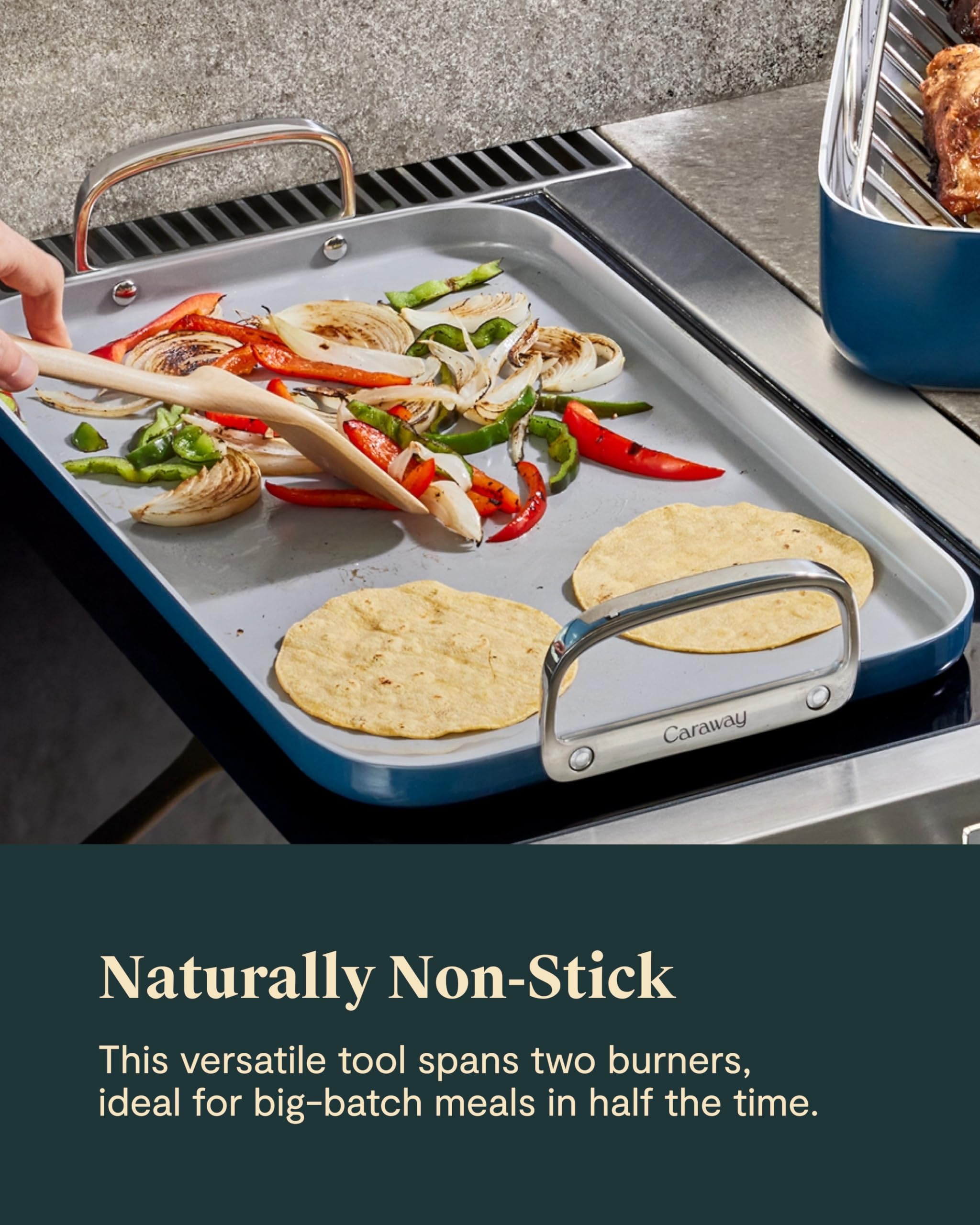 Caraway Double Burner Griddle - 19x12” Griddle Pan - Non-Stick Ceramic Coated - Non Toxic, PTFE & PFOA Free - Oven Safe & Compatible with All Stovetops - Cream