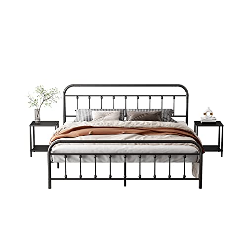 Kujielan Metal Platform Bed Frame - Stylish Simplicity Twin Bed Frame with Headboard and Footboard Bed Frame ,Under Bed Frame Storage Suitable for Bedroom,Guest Room,Apartment
