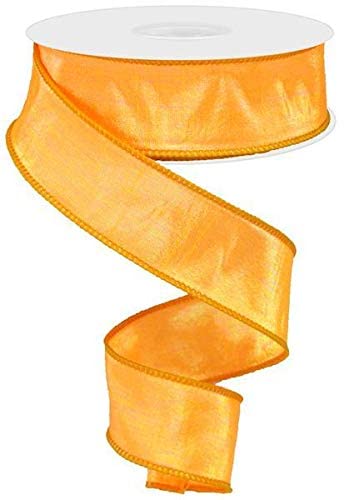 Iridescent Dupioni Wired Edge Ribbon, 10 Yards (Orange, 1.5")