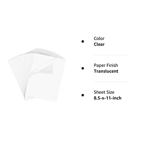 Printable Vinyl Sticker Paper for Inkjet Printer - 8.5 x 11 Inches 15 Sheets Translucent Premium Waterproof Sticker Paper - Dries Quickly and Holds Ink Beautifully