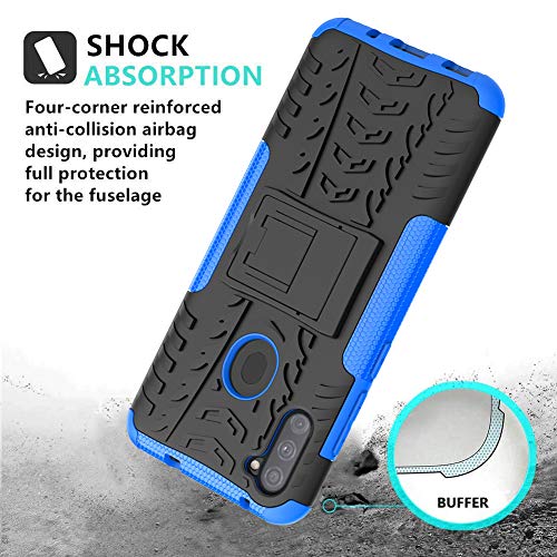 SKTGSLAMY Galaxy A11 Case,Samsung A11 Case,with HD Screen Protector, [Shockproof] Tough Rugged Dual Layer Protective Case Hybrid Kickstand Cover for Samsung Galaxy A11 (Blue)