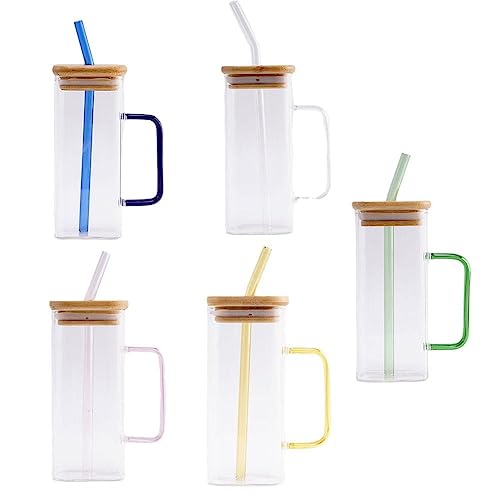 400ml Square Glass Cup With Lid And Straw Transparent Coffee Cup Cup Drinking Mocha Juice Wine Milk O6j7 Bubble C Beer Glass Tea