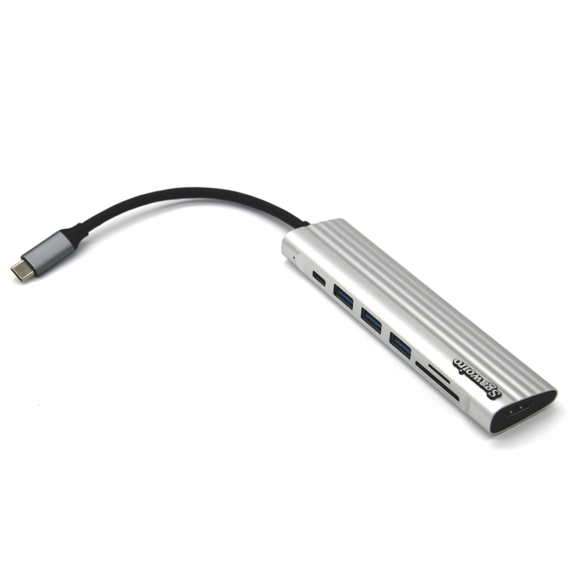USB C Hub, MacBook Pro Adapter Type C HUB, 6 in 1 USB C to HDMI Multiport Adapter Compatible for USB C Laptops and Other Type C Devices (4K HDMI 2USB3.0 SD/TF Card Reader & 65W PD)