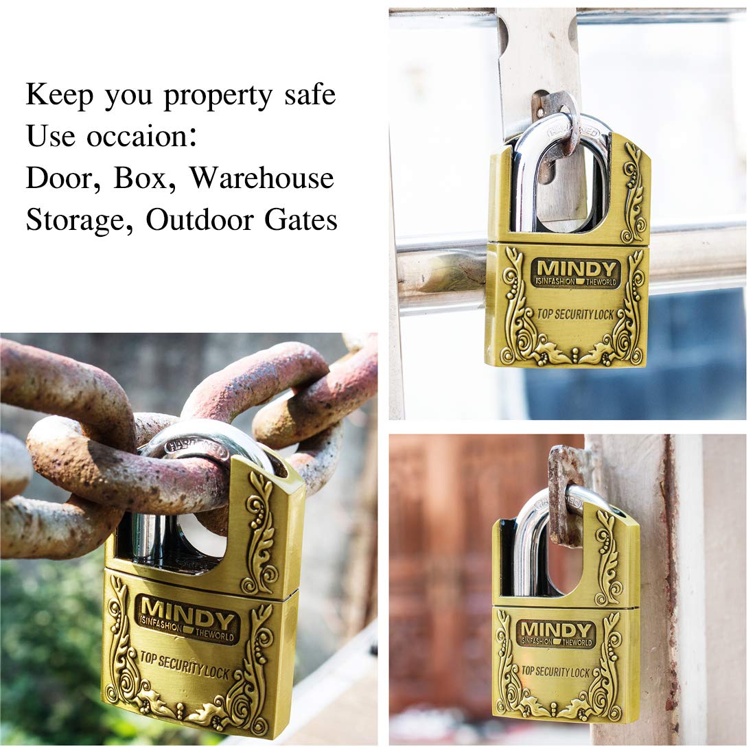 3 Keys 70mm Heavy Duty Warehouse Shrouded Hardened Keyed Padlock Top Security Lock