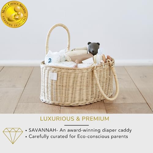 BEBE BASK Premium Nursery Bundle - Matching Baby Changing Basket & Baby Diaper Caddy Organizer - Handmade & Organic