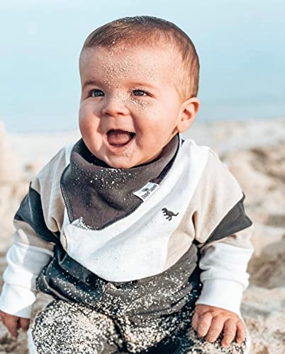 Diaper Squad 100% Organic Cotton Neutral Solid 10-Pack Baby Drool Bandana Bibs for Boys and Girls, Plain Colors