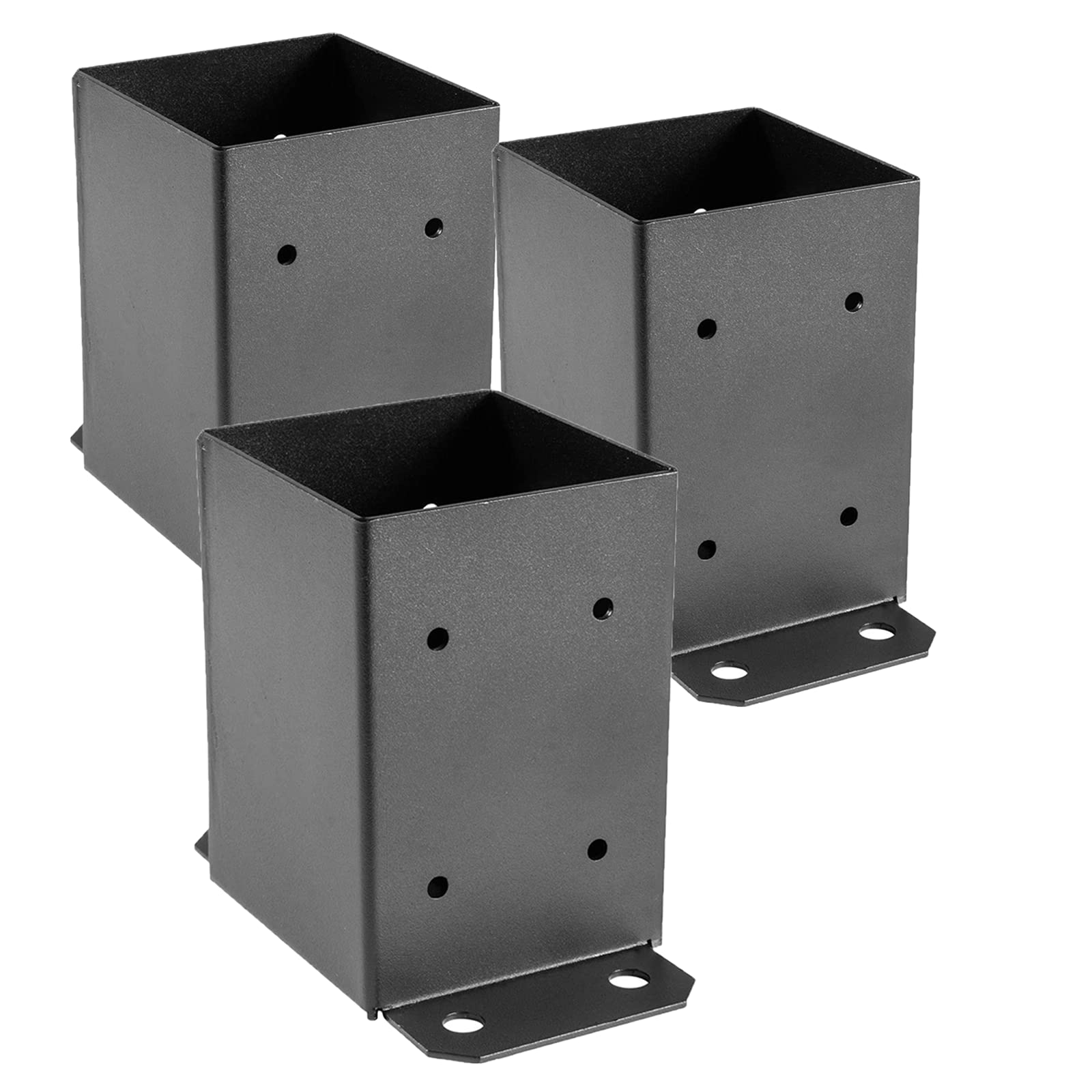 3 PCs Post Base, Deck Post Base 3.6 x 3.6 inch, Post Bracket 2.5 lbs Fence Post Anchor Black Powder-Coated Deck Post Base with Thick Steel for Deck Supports Porch Railing Post Holders