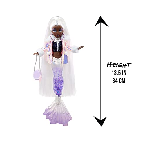 MERMAZE MERMAIDZ™ Winter Waves Crystabella™ Mermaid Fashion Doll with Color Change Fin, Glitter-Filled Tail and Accessories