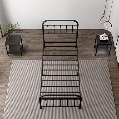 Kujielan Metal Platform Bed Frame - Stylish Simplicity Twin Bed Frame with Headboard and Footboard Bed Frame ,Under Bed Frame Storage Suitable for Bedroom,Guest Room,Apartment