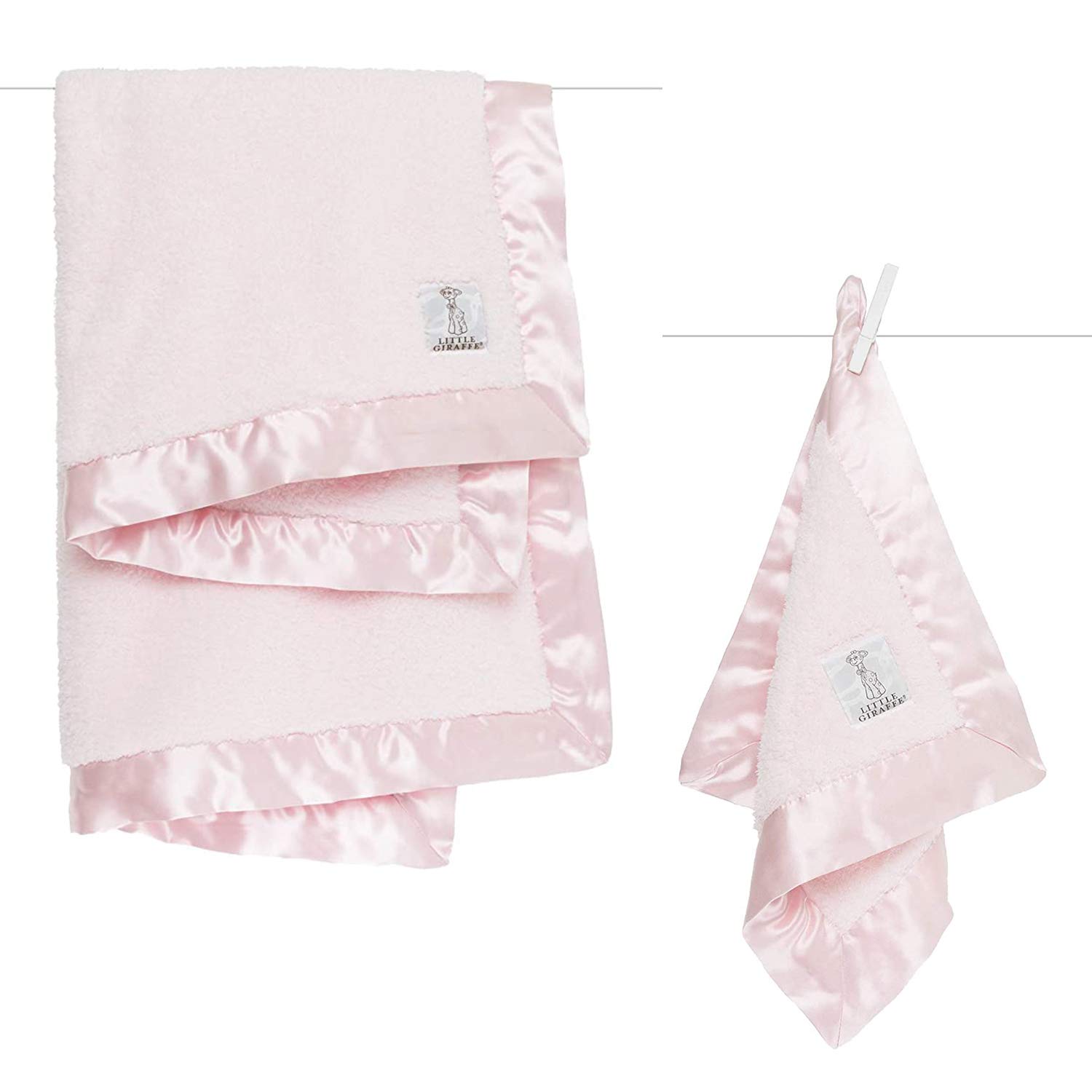 Little Giraffe Baby Gift Set - Chenille Blanky & Stroller Blanket (Pink)