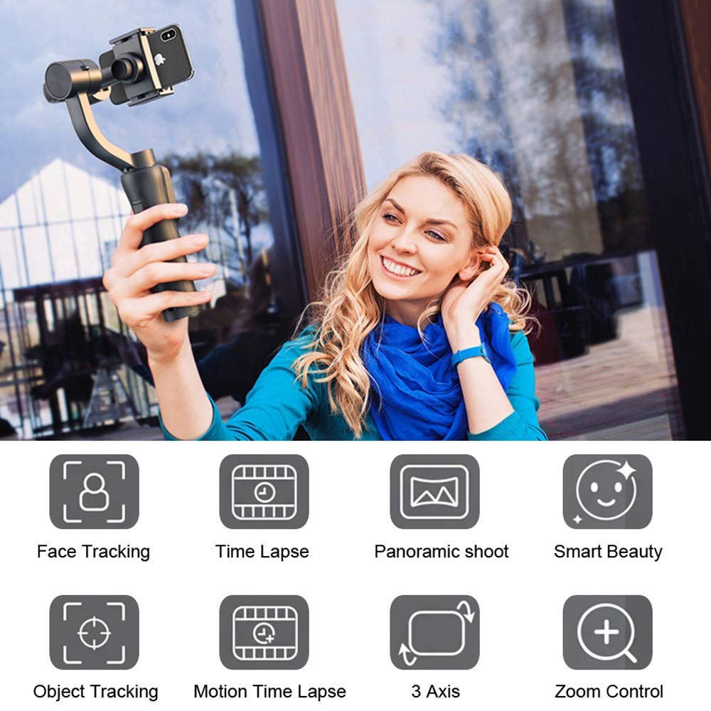 3-axis Handheld Gimbal for Action Cameras on Smartphones, with Focus Zoom and Zoom Functions (Color : Option 7)