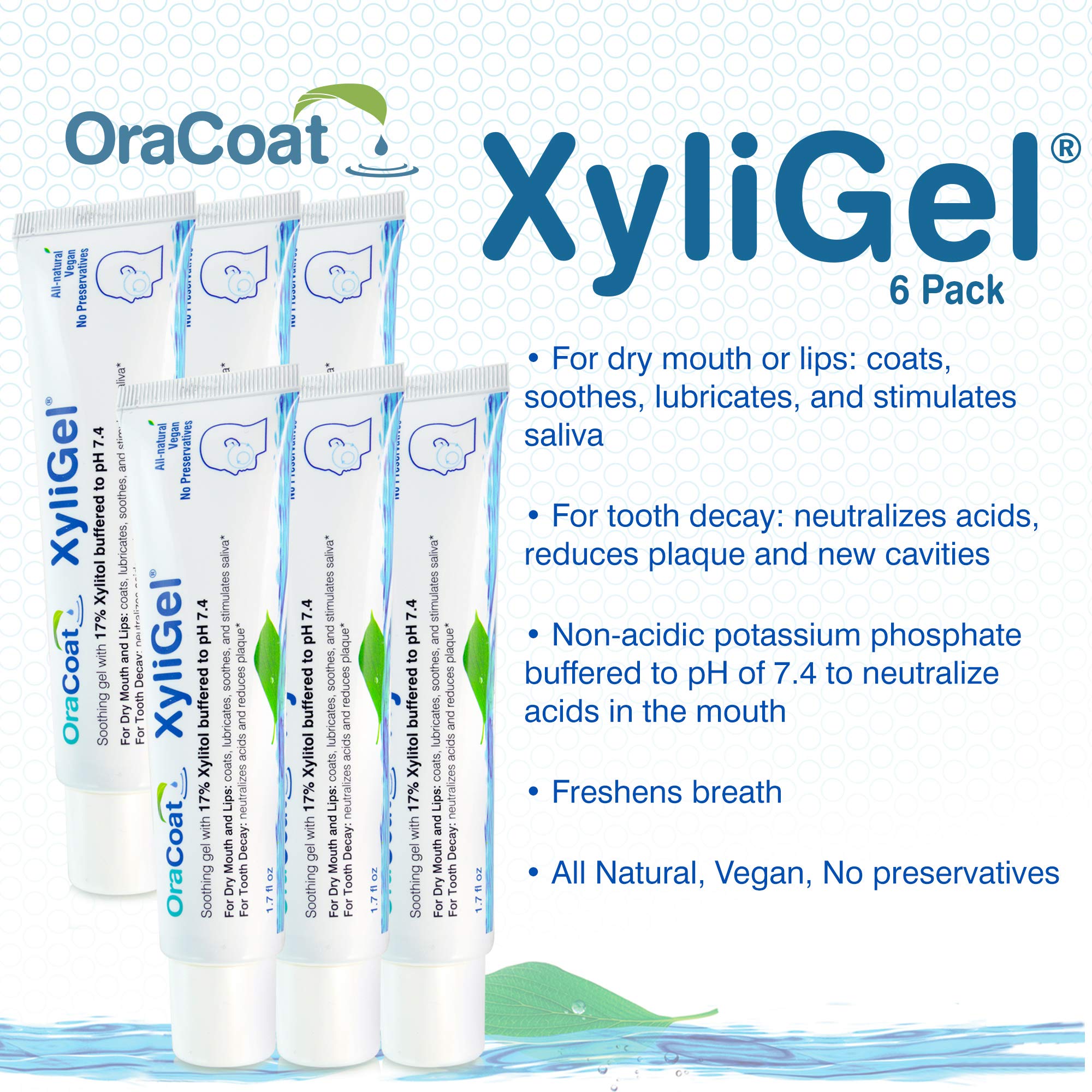 Oracoat XyliGel Soothing Dry Mouth Relief Gel, 1.7 Fl Oz, Pack of 6