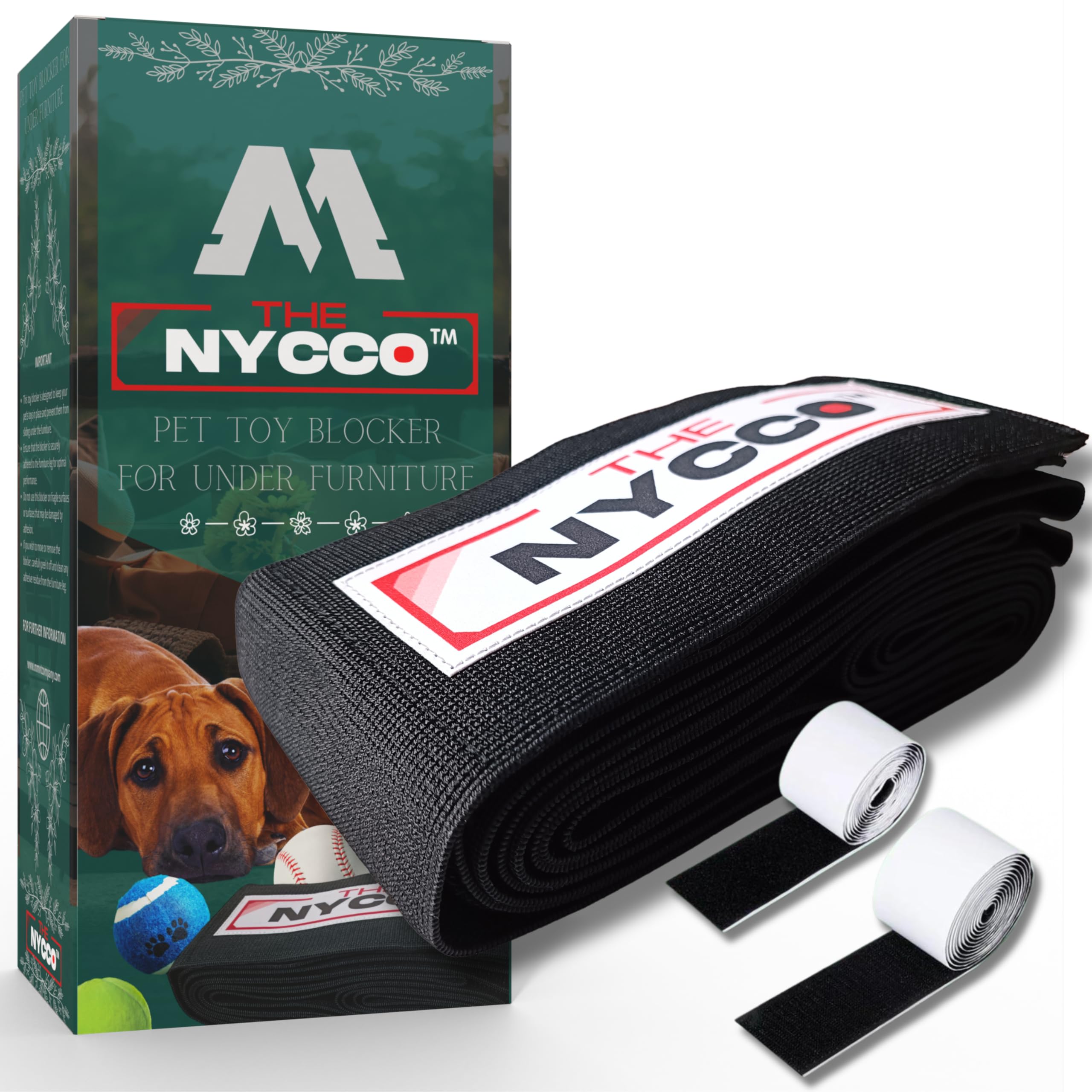 THE NYCCO Under Couch Toy Blocker - Under Bed Blocker for Pets - Couch Blockers for Toys - Sofa Guards for Under The Couch - Under Furniture Blocker (157,5 x 3,93 in) - Includes 2 Hook and Loop Tapes