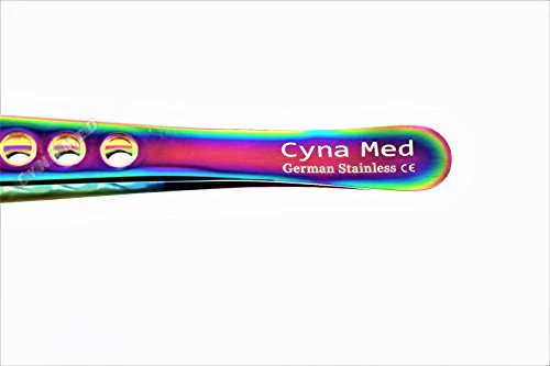 3ea Adson Kocher Tissue Forceps Micro 4.75 Inches 1x2 Teeth German Titanium Rainbow Stainless Steel Dissecting Cynamed