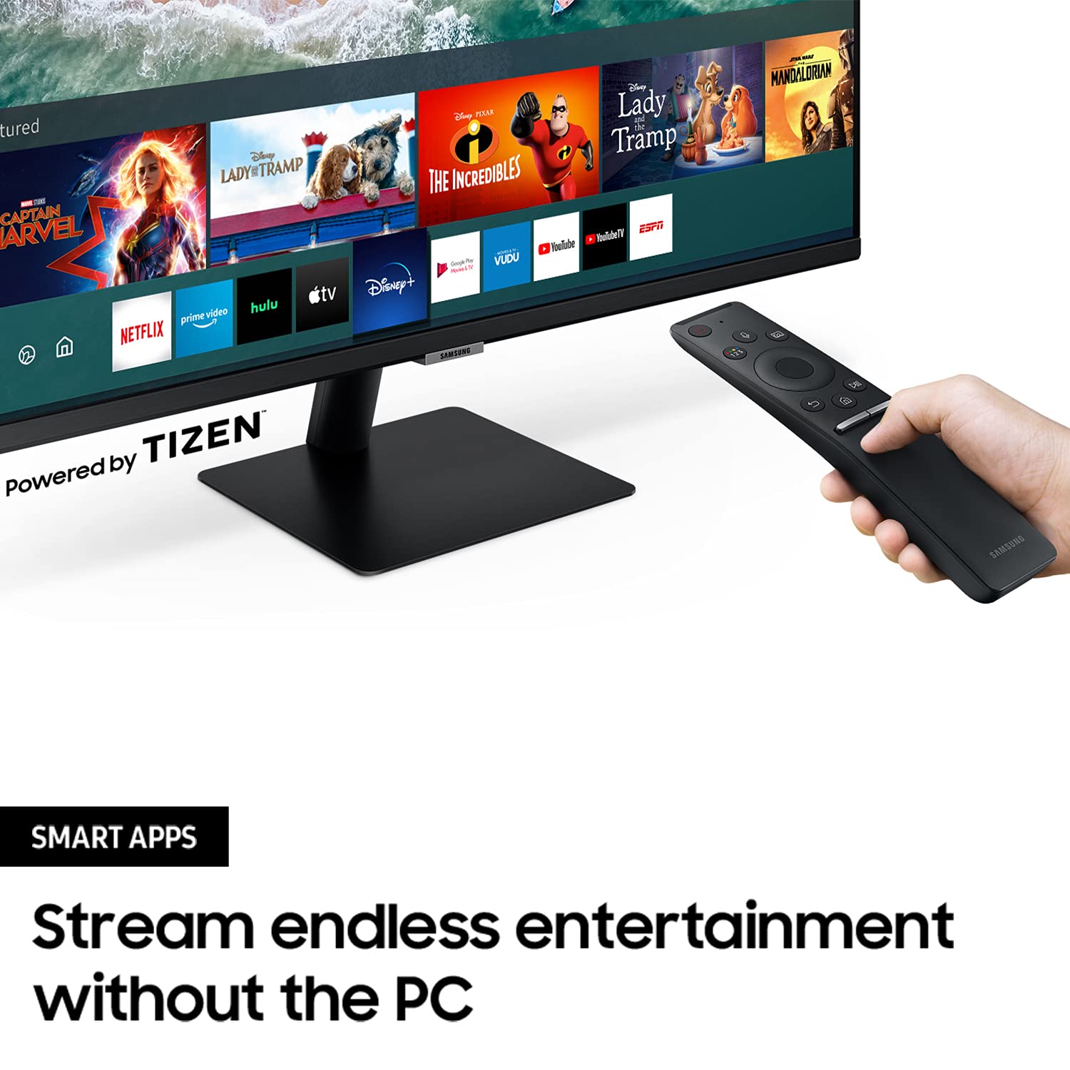 SAMSUNG 32-inch M5 Smart Monitor with Mobile Connectivity, FHD, Remote Access, Office 365 (LS32AM500NNXZA), Black (Renewed)