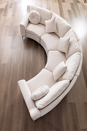 Legend Vansen Velvet Symmetrical Modular U Shaped 4 Seats Sofa Corner Curved couches Sectional, 136" Wide, Beige