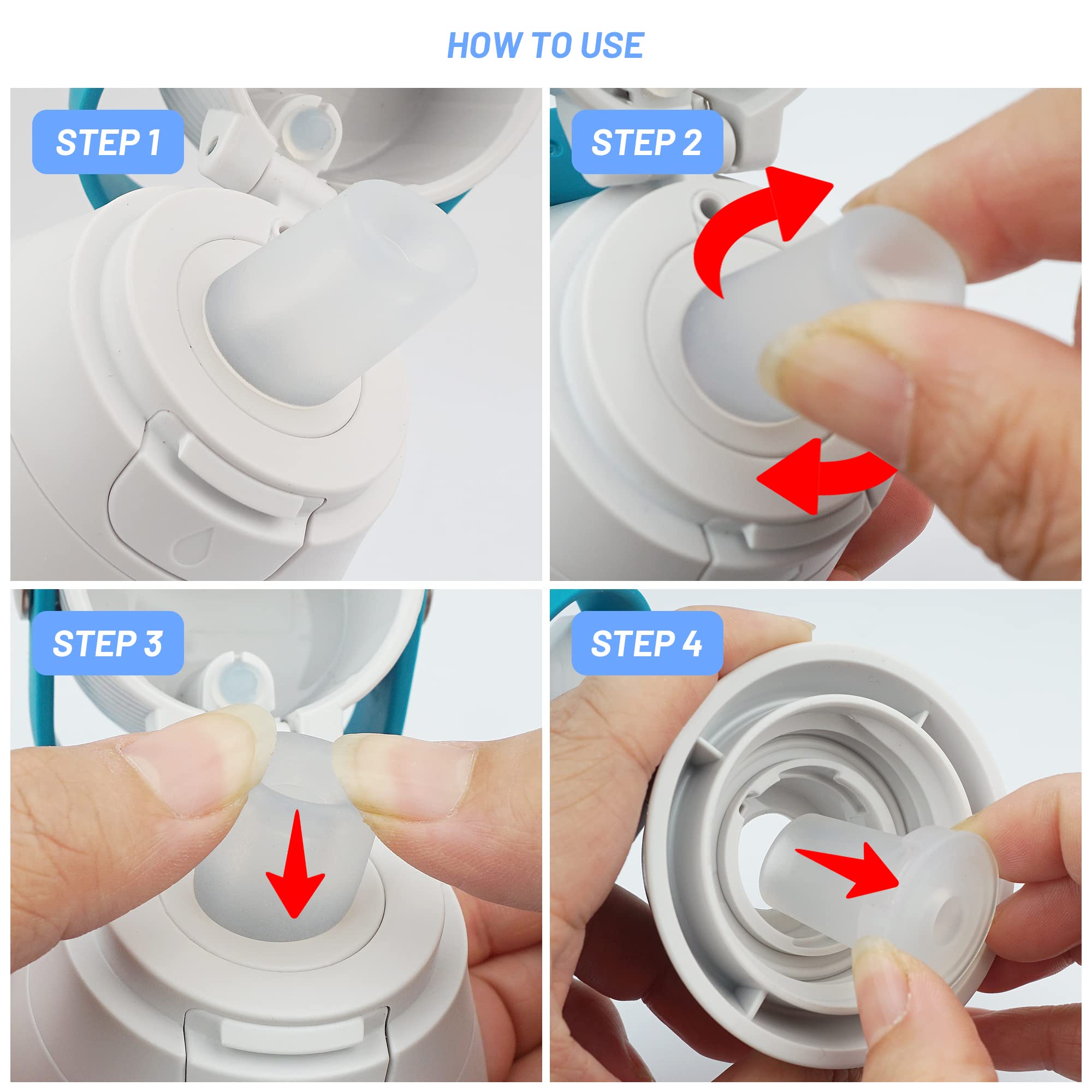 4 Pack Silicone Water Bottle Mouthpiece Replacement Water Valve Filter Water Bottles Replacement for Brita Water Bottle