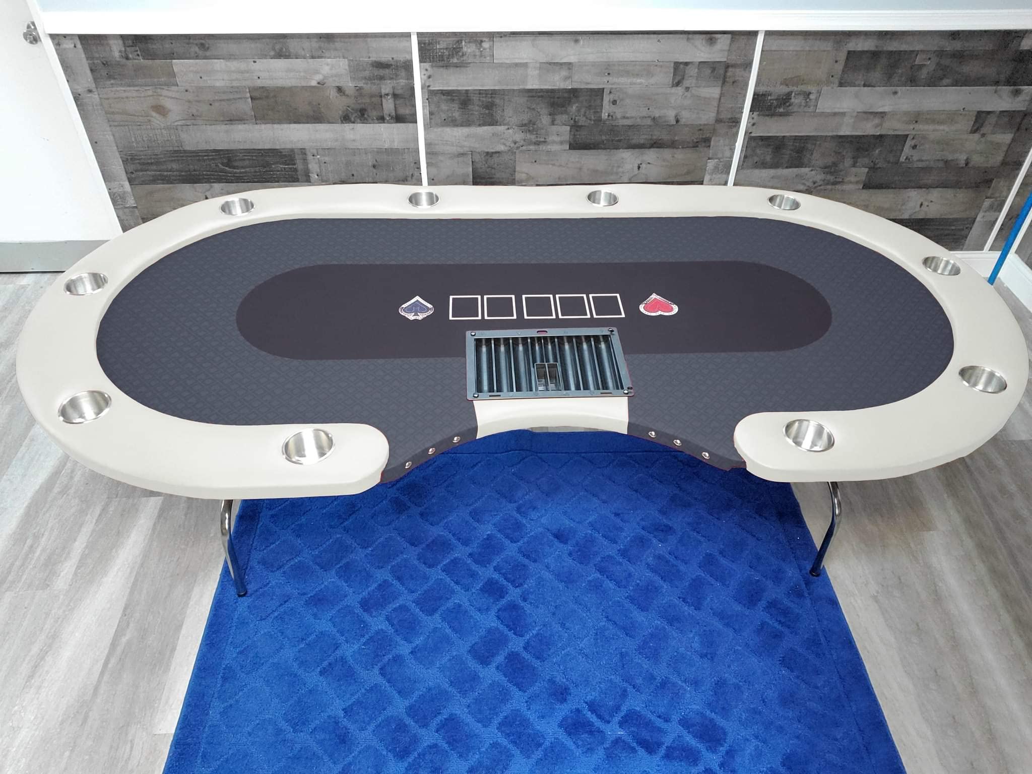 HG Home Game Series * Professional Poker Table, Made in New Jersy USA by Established Gaming Tables Crafts Men (Gray Felt Gray Rail)