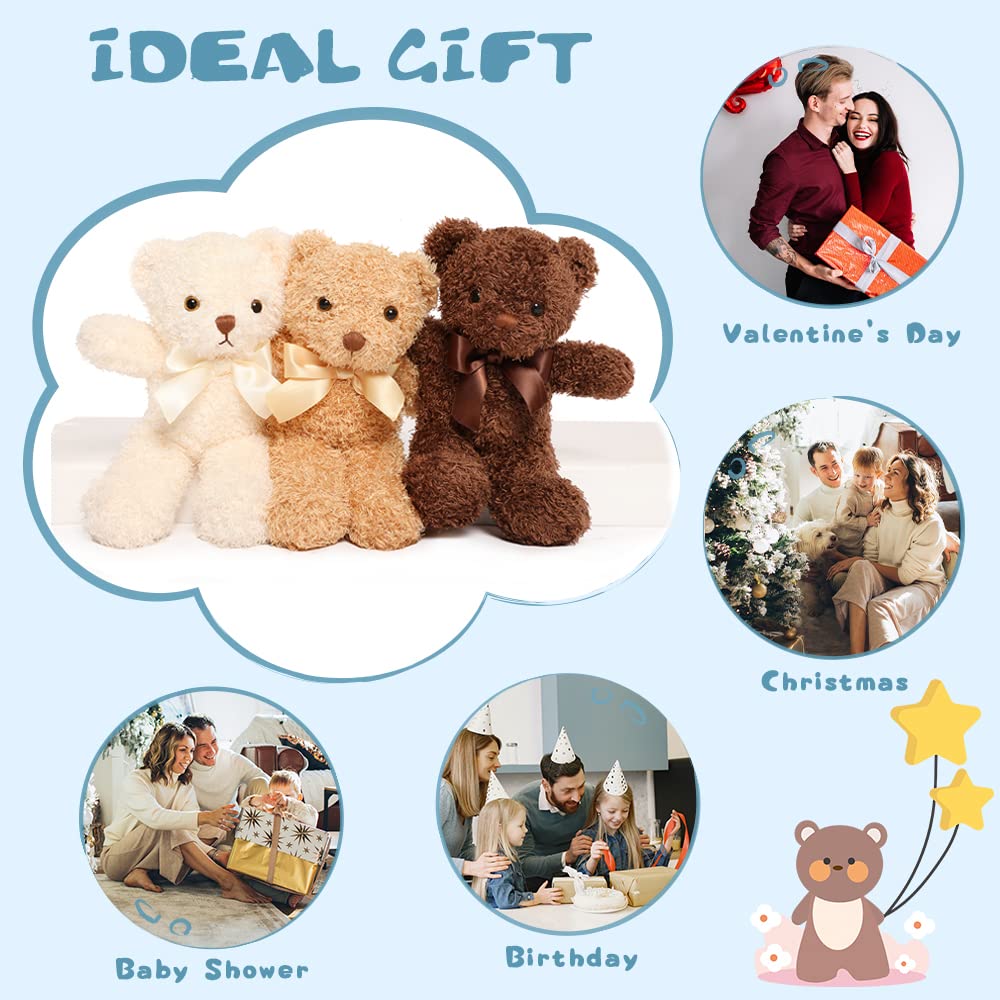 Tezituor Bulk Teddy Bears Stuffed Animal, Teddy Bears Bulk Stuffed Bear, Soft Teddy Bear Centerpiece Baby Shower, 7 Colors, 7 Packs, 10in