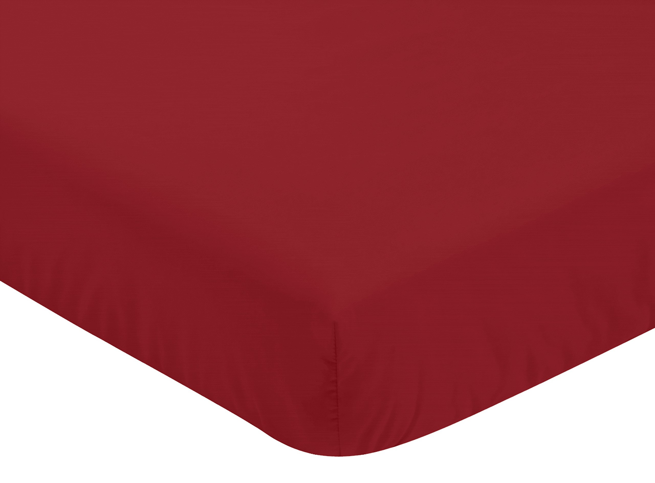 Sweet Jojo Designs Solid Red Baby or Toddler Fitted Crib Sheet for Baseball Patch Sports Collection