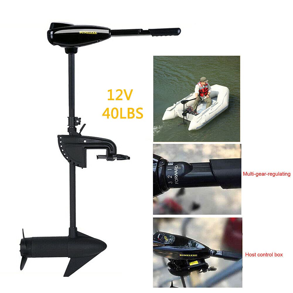 40lb Thrust Trolling Motor, 12V Electric Trolling Motor Transom Mounted Trolling Motor Outboard Motor Boat Motor (40lbs Thrust)