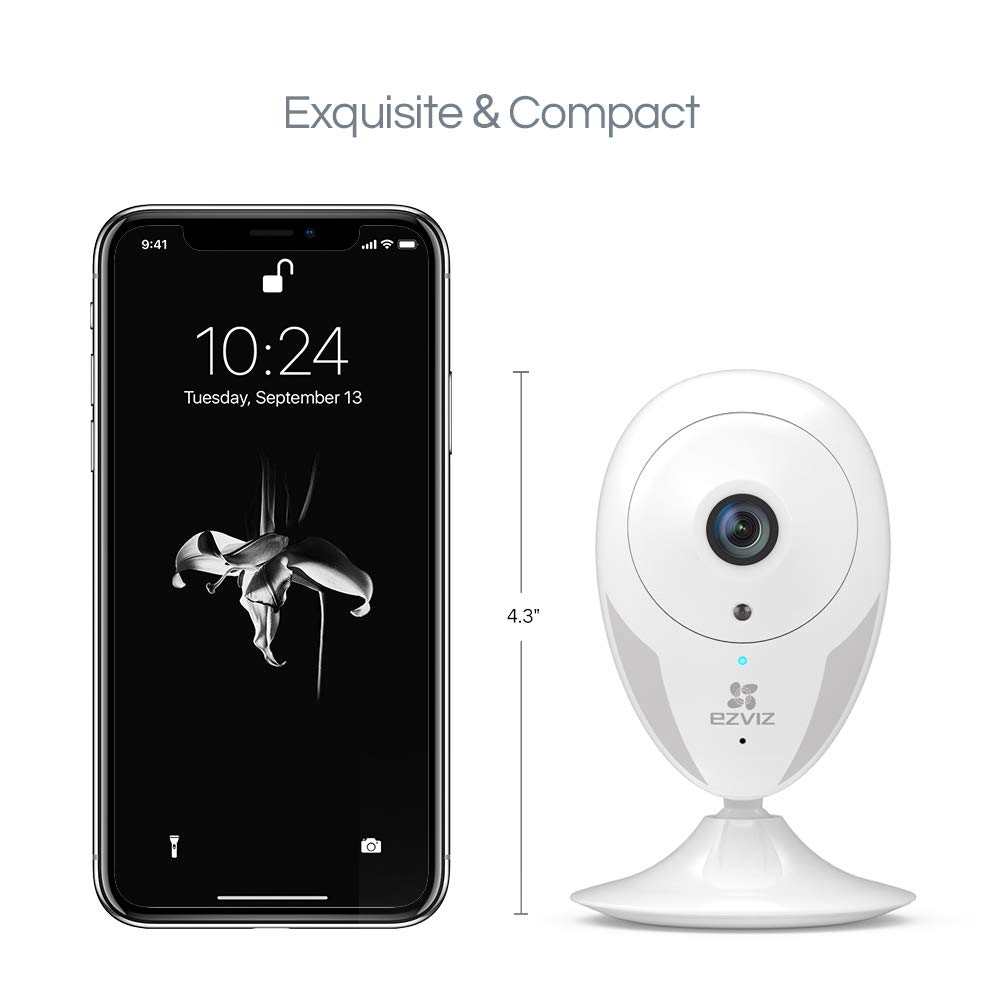 EZVIZ Indoor Wi-Fi Security Camera, Motion Detection Alert, Baby/Pet Monitoring, 111° Wide Angle, Two-Way Audio, Works with Alexa Google Home, 25ft Night Vision (CTQ2C-2 Pack WH)