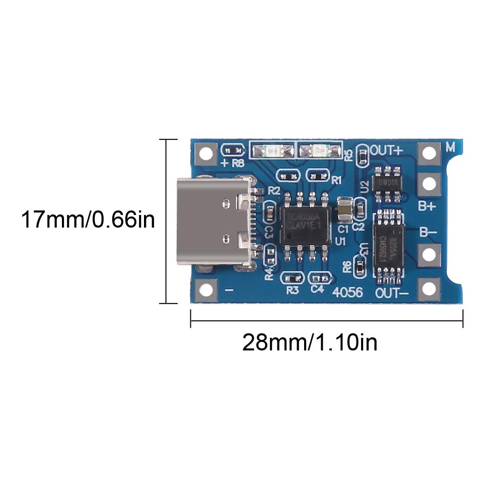 Organizer 12pcs TP4056 Type-C Input Interface USB 5V 1A 18650 Lithium Battery Charger Module Charging Board with Dual Protection Function
