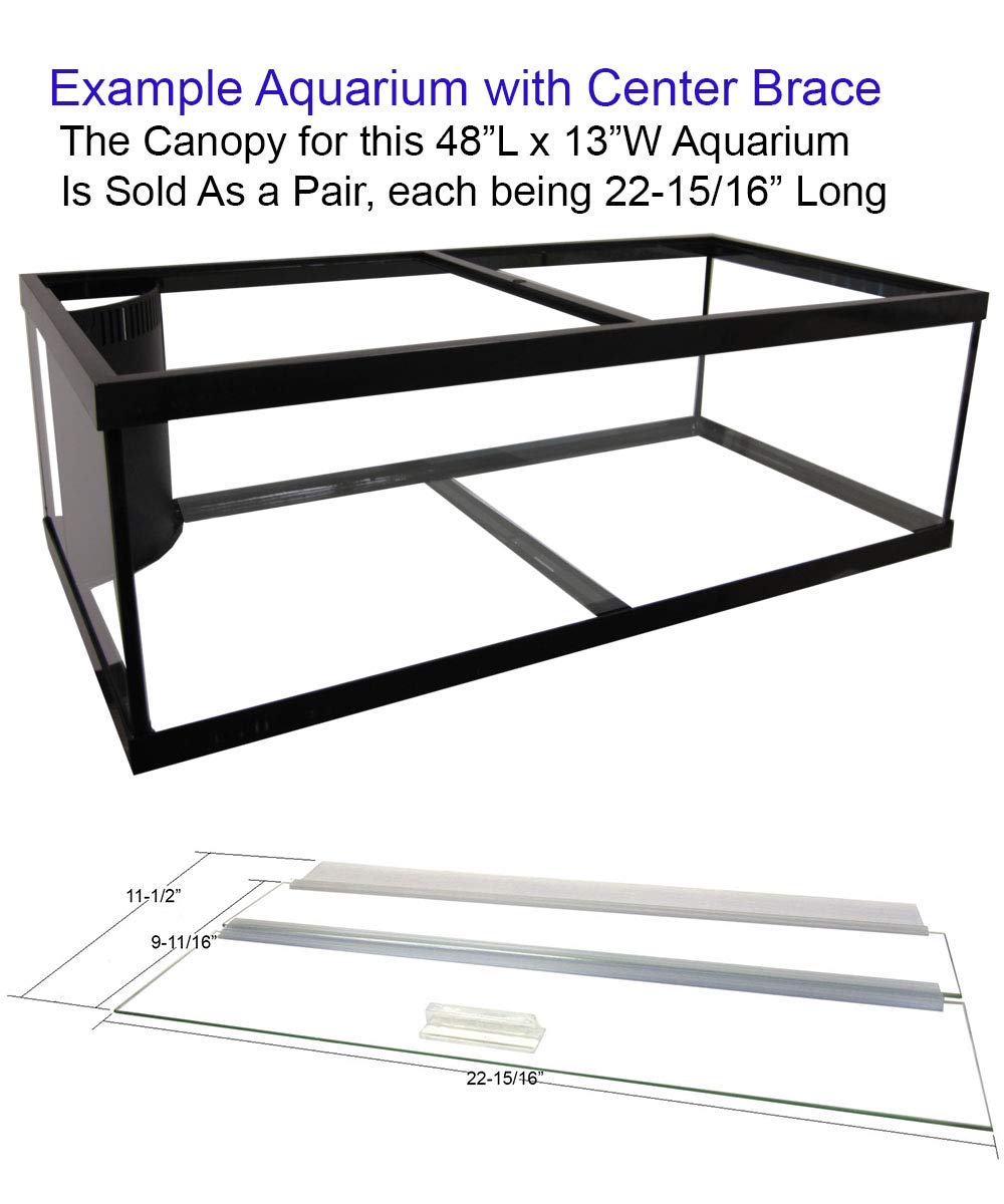 Glass Canopy Two Piece Set for Aquariums with Center Braces, (Tank with Center Brace, 48" L x 13" W)