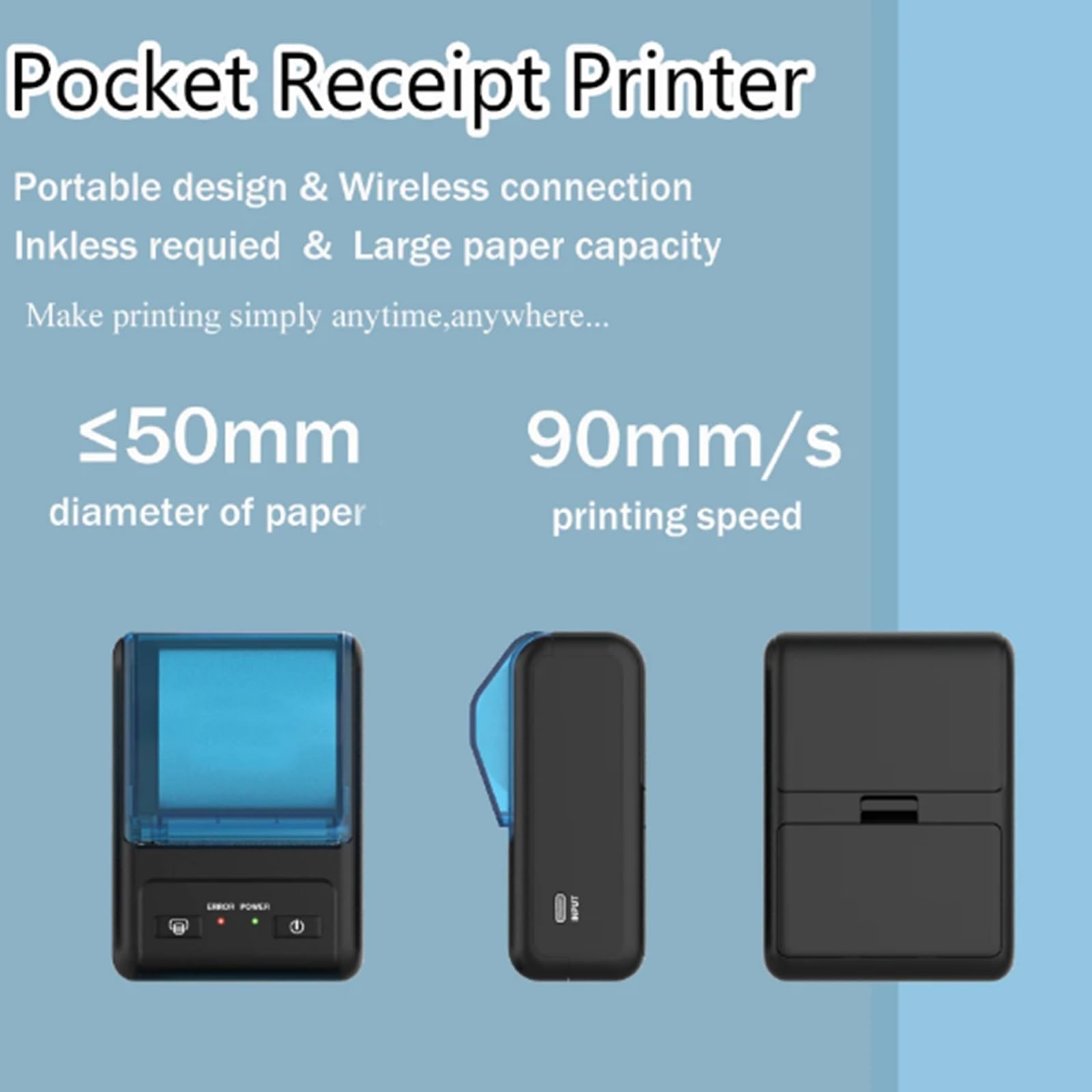 58mm blutooth receipt thermal printer, only compatible with android/Windows ,can't support ios/ipad/MAC ,wireless 2 inch portable mini pocket bill ticket printing pos machine for small business