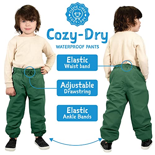 JAN & JUL Lined Water-Proof Pants Kids, Cozy Rain Gear for Boys Girls (Fleece-Lined: Black, 2T)