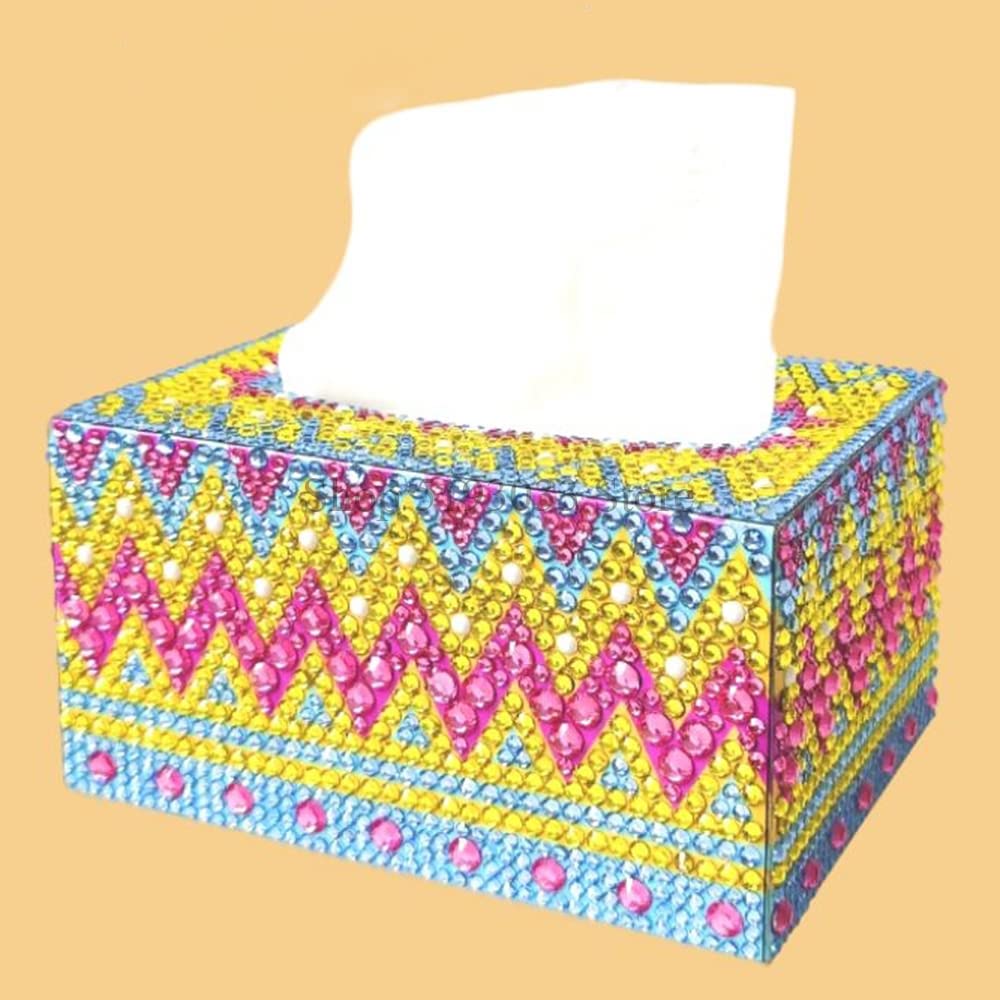 5D Diamond Painting Box Storage Containers,Diamond Painting Tissue Box Cover, Paper Facial Tissue for Bathroom Countertop Night Stand Kitchen Dining Table Bedroom Office Car (C,14.5x7.7x10.5cm)