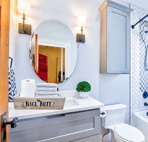Admired By Nature Distressed Home Décor Toilet Wood Crates Decorative Organizer, Regular, Nice Butt White