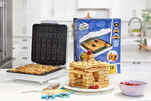 Building Brick Electric Waffle Maker- Cook Fun, Buildable Waffles, Pancakes in Minutes - Build Houses, Cars & More Out of Stackable Waffles- Bite Sized Easy to Hold, Nonstick Iron, Kids Breakfast Gift