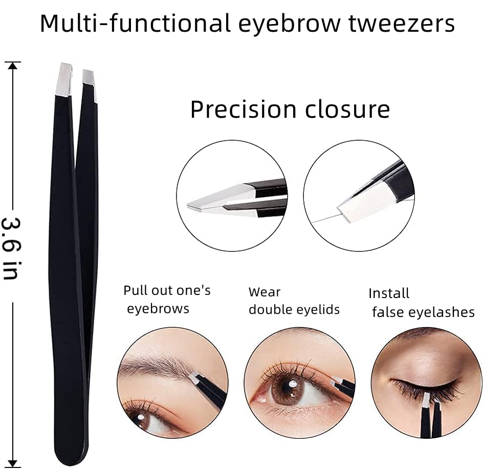 XUJINCN3-in-1 Eyebrow Scissors Kit,Eye Brow Cutter for Women,Eyebrow Grooming kit Specially Designed for Women,Include;Eyebrow Scissors with Comb, Hair Removal Tweezers, Facial Eyebrow Razor(Black)