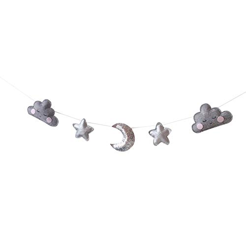oAtm0eBcl Kids Room Wall Decor, Cartoon Moon Star Cloud Pendant Kids Room Wall Ornament Play Tent Hanging Decor,Bunting Banner Hanging Decoration Grey
