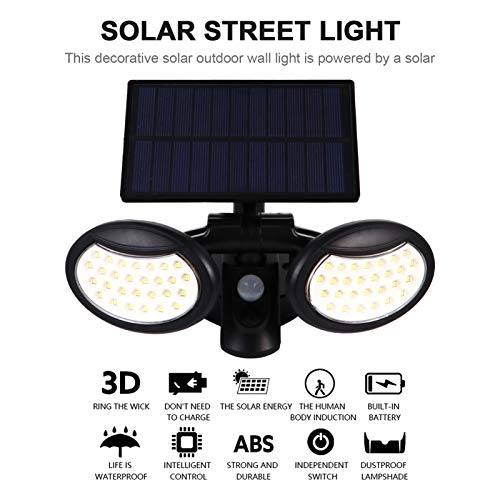 BESPORTBLE LED Solar Powered Light Human Body Induction Wall Street Lamp Outdoor Security Landscape Lantern for Patio Stairs Garden Pathway Home Light with 56 LED Bulb