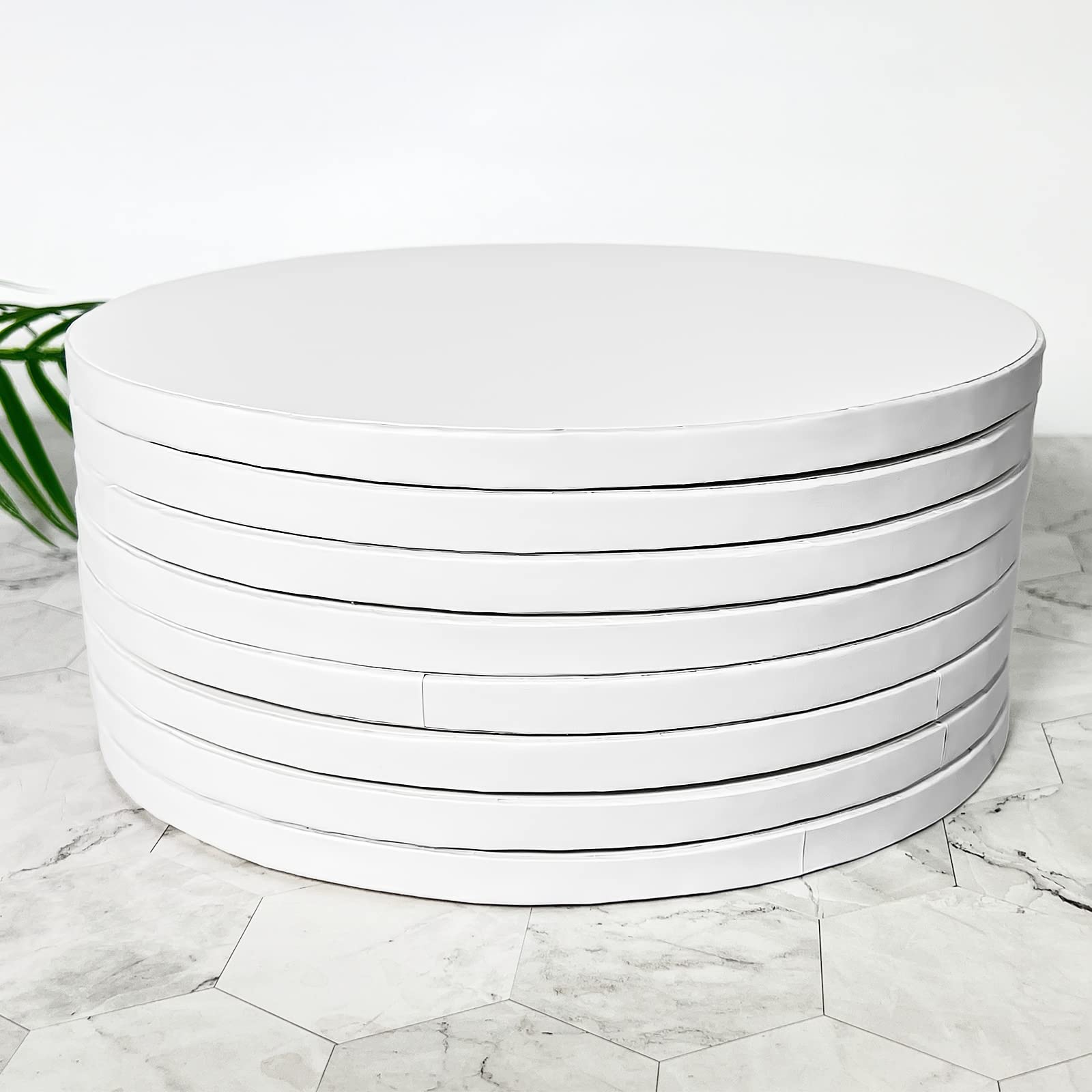 8-Pack 12 inch Cake Drums Cake Round Boards, White Sturdy Greaseproof Foil Cakeboard Drum Large Birthday Display Plate for Cakes,Professional Smooth Circle Base,1/2 Inch Thic