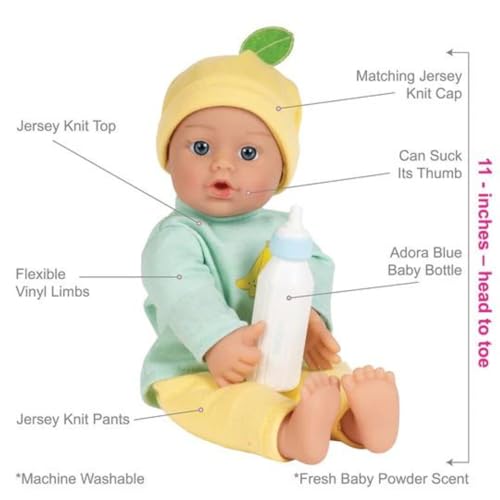 Adora Amazon Exclusive Sweet Babies Collection, 11” Soft and Cuddly Boy Baby Doll | Machine Washable, Birthday Gift For Ages 1+ - Baby Banana