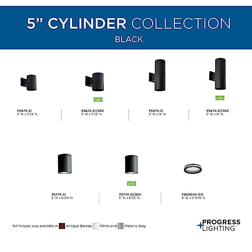 Cylinder Collection 5" Modern Outdoor Wall Lantern Light Black