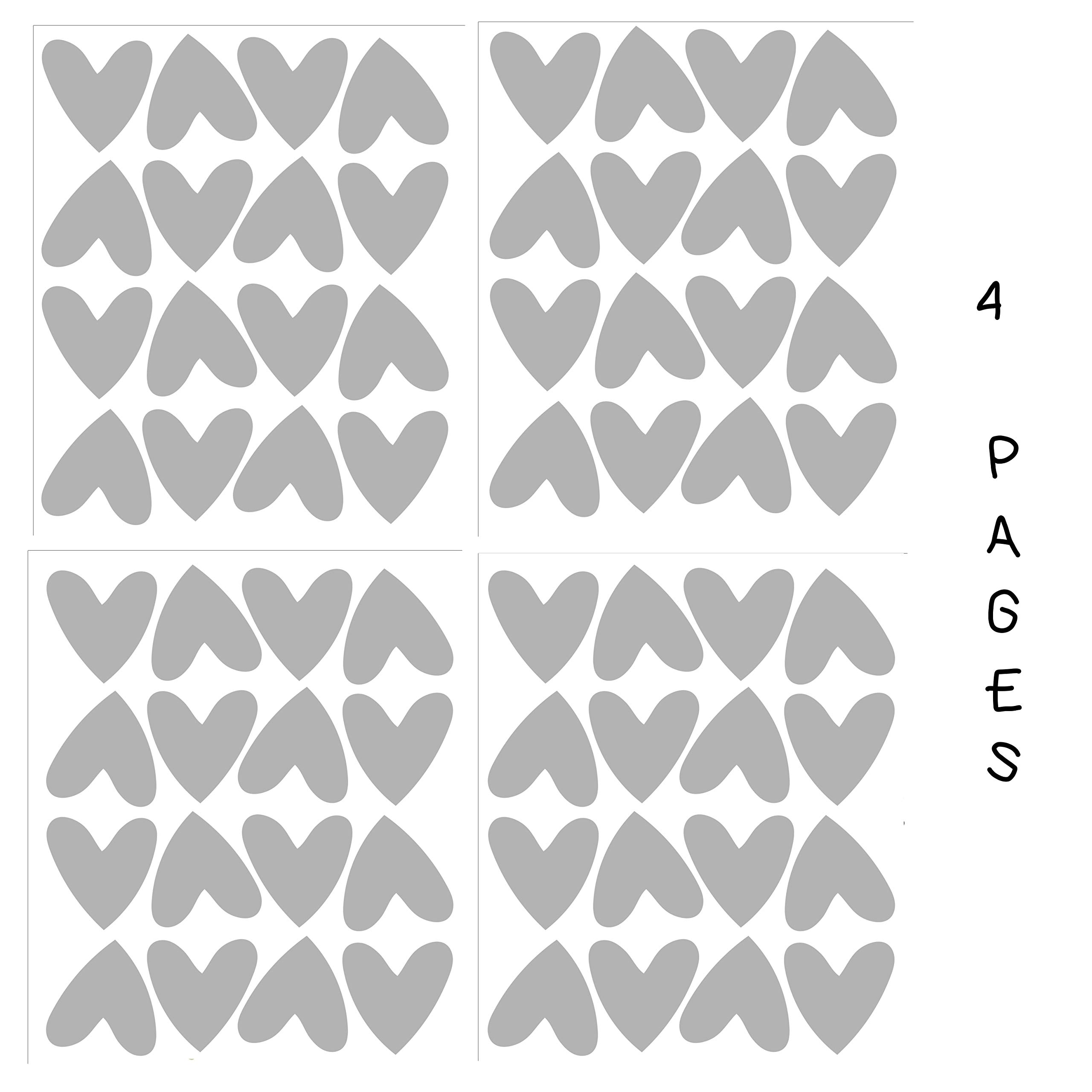 The Boho Design Hearts Wall Decals Peel and Stick for Kids, Baby Bedroom Nursery and Living Room. Love Vinyl Wall Stickers Decor (Grey)